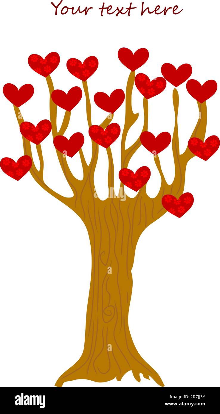 beautiful abstract heart tree on white background Stock Vector Image ...