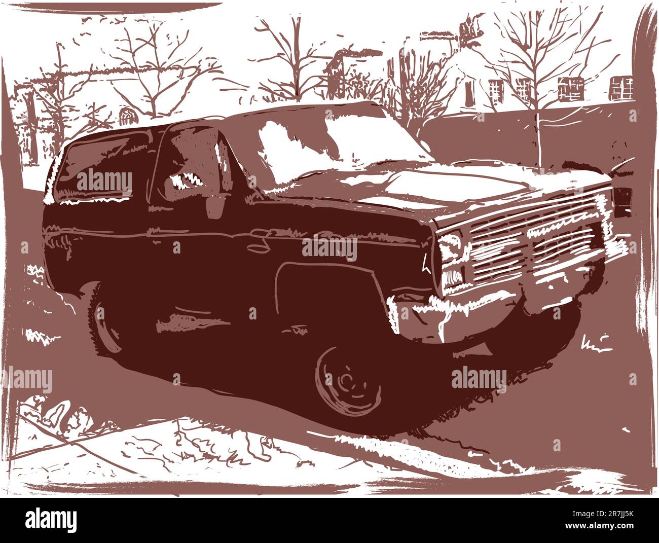 vector grunge urban background with a car Stock Vector Image & Art - Alamy
