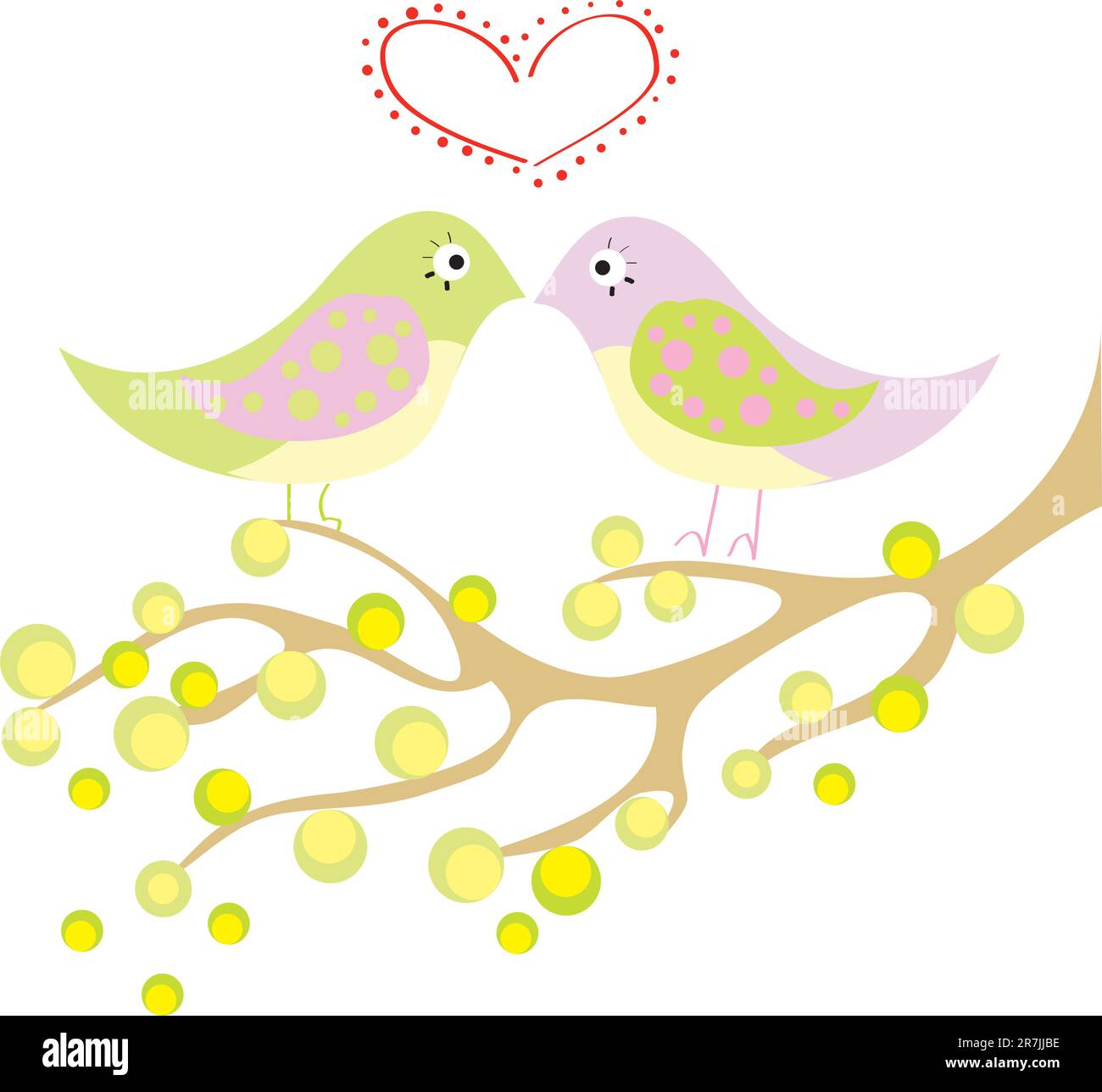 beautiful love couple bird on abstract bright tree Stock Vector Image ...