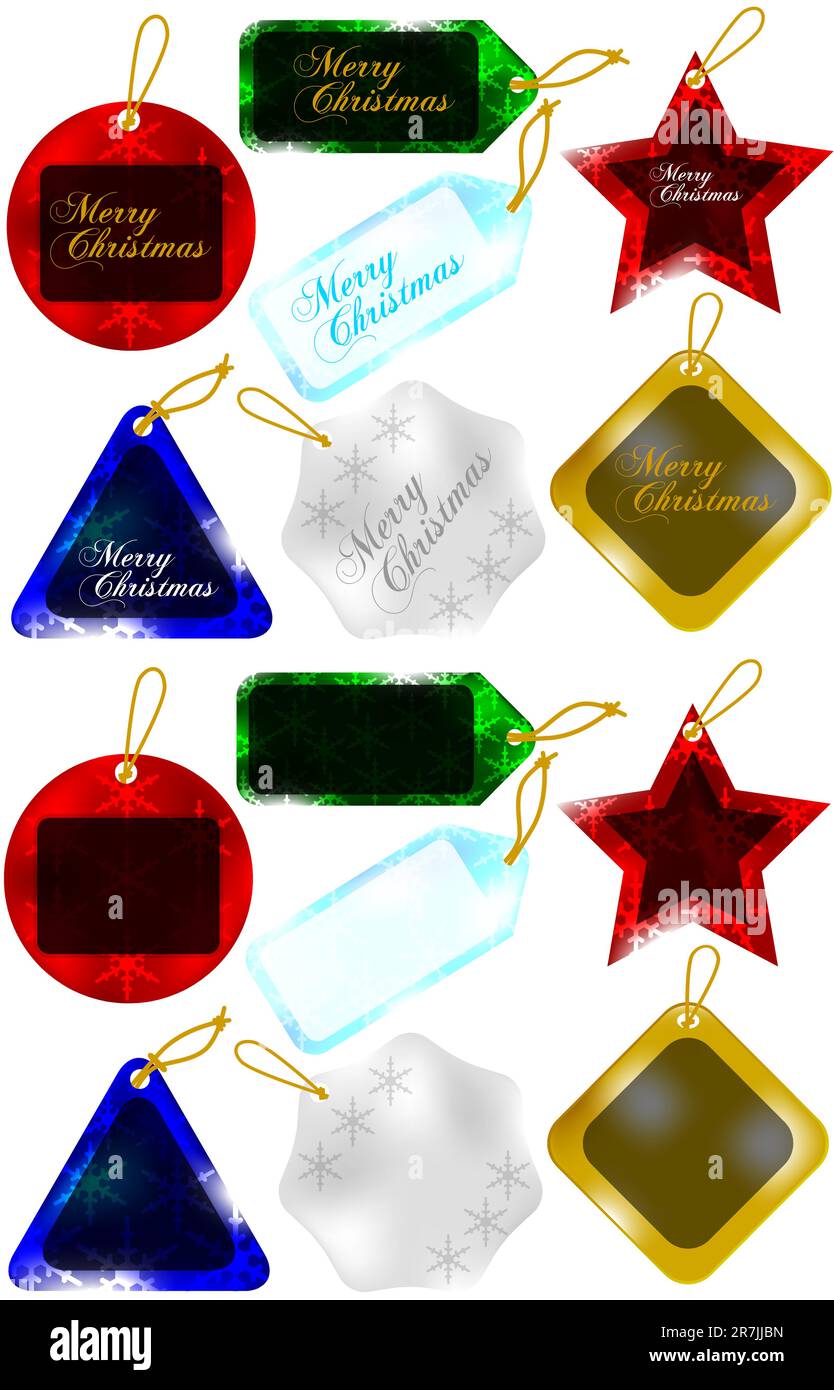 Set of Christmas Gift Tags / Sale Tags in Different Shapes and Colors ...