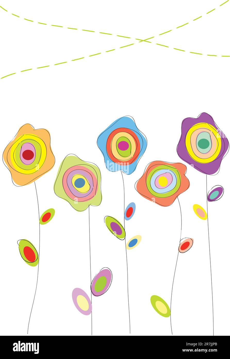 many beautiful abstract flowers on white background Stock Vector Image ...