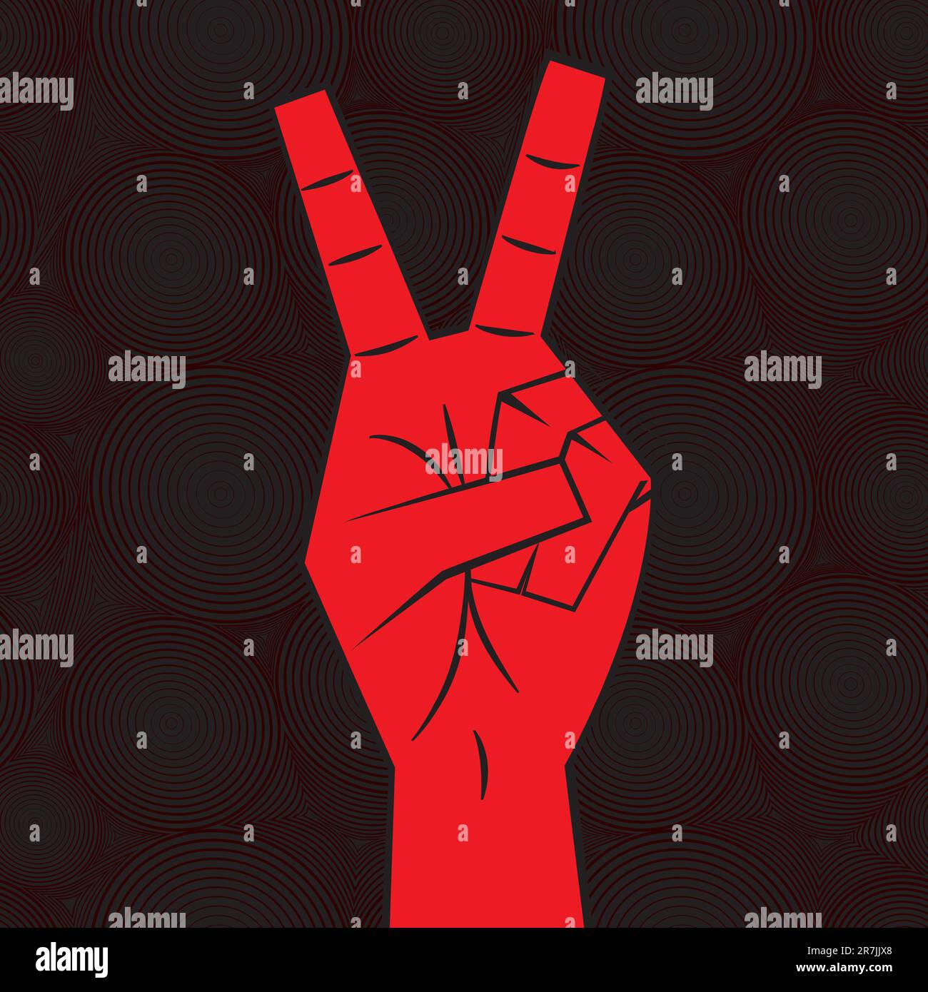 Hand - victory sign isolated on seamless background. Two finger. Vector ...