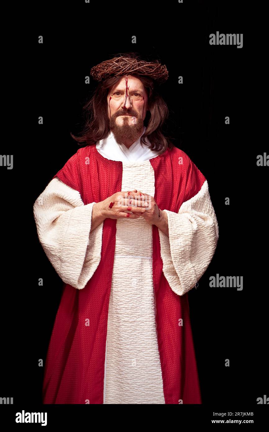 A parishioner dressed for the role of Jesus Christ during the annual ...