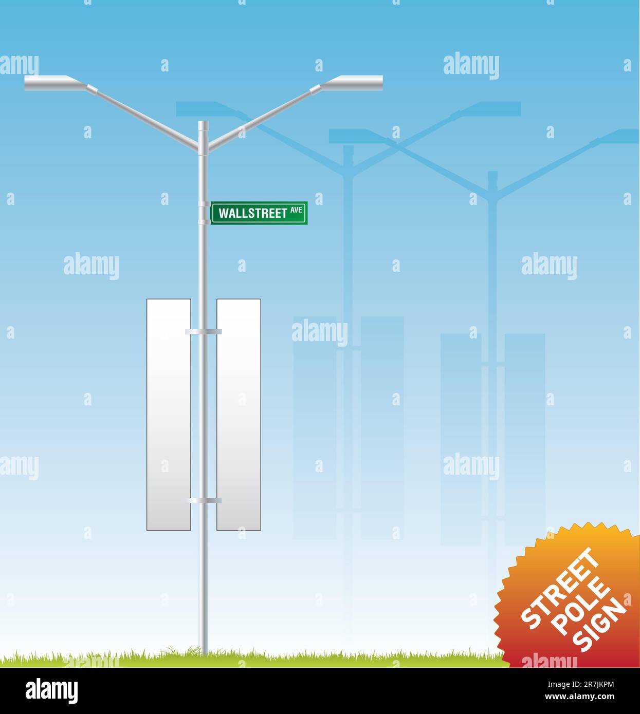 Vector illustration of the street pole sign and banners for outdoor ...