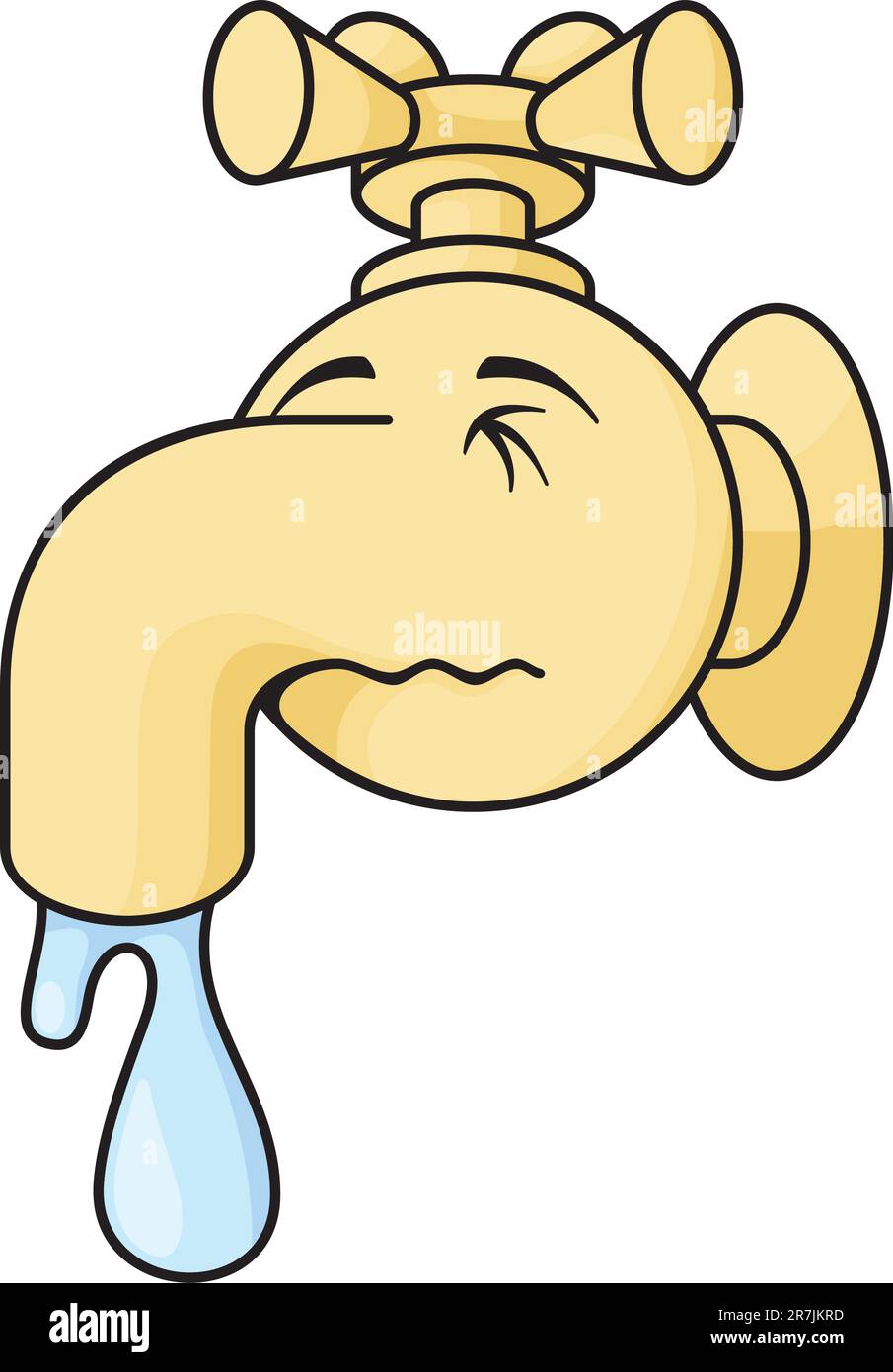 Dripping faucet cartoon illustration simulating human nose on white ...