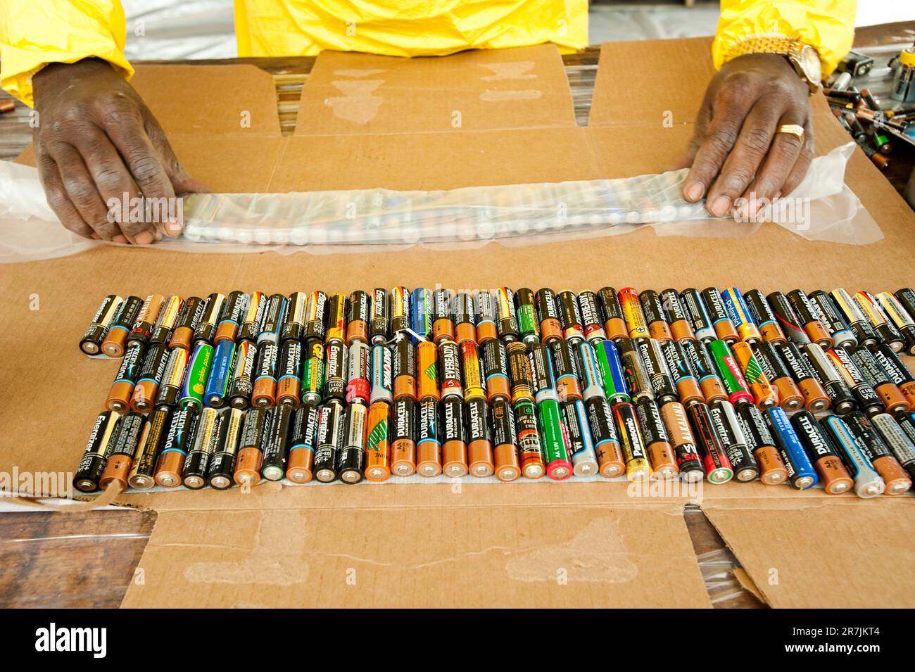 Small battery recycling Stock Photo - Alamy