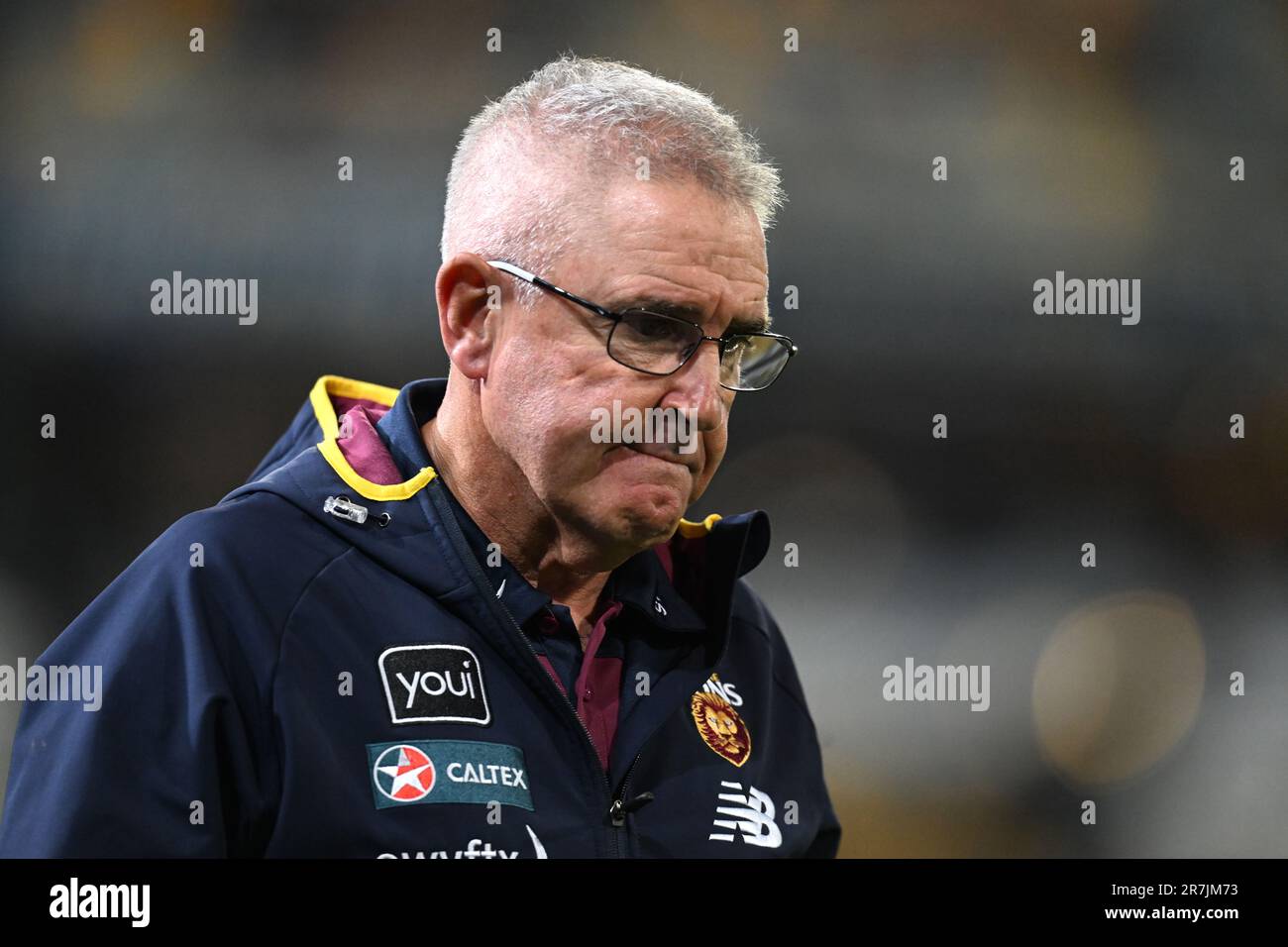 Brisbane, Australia. 16th June, 2023. Lions coach Chris Fagan is seen ...