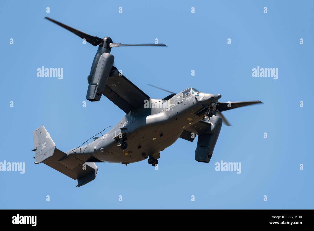 Bell-Boeing CV-22B Osprey flying at RAF Mildenhall, Suffolk, UK. USAF V ...