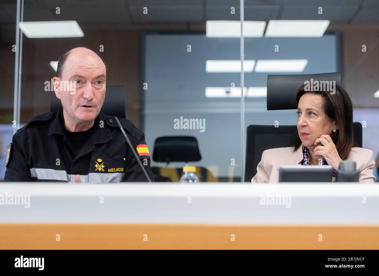 The Minister of Defense, Margarita Robles, during her visit to the ...