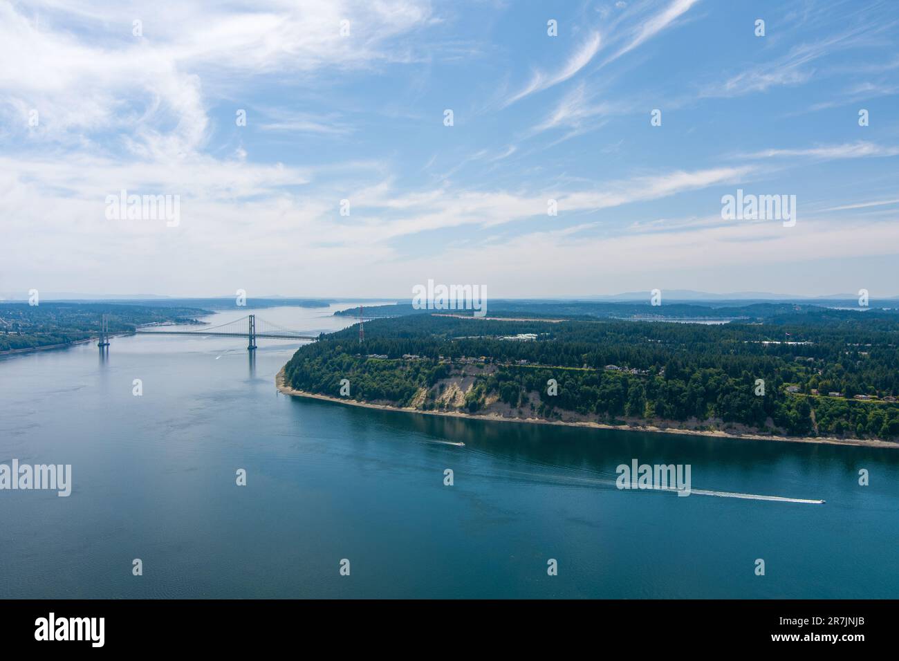 Aerial view of Point Defiance and the Tacoma Narrows Stock Photo - Alamy