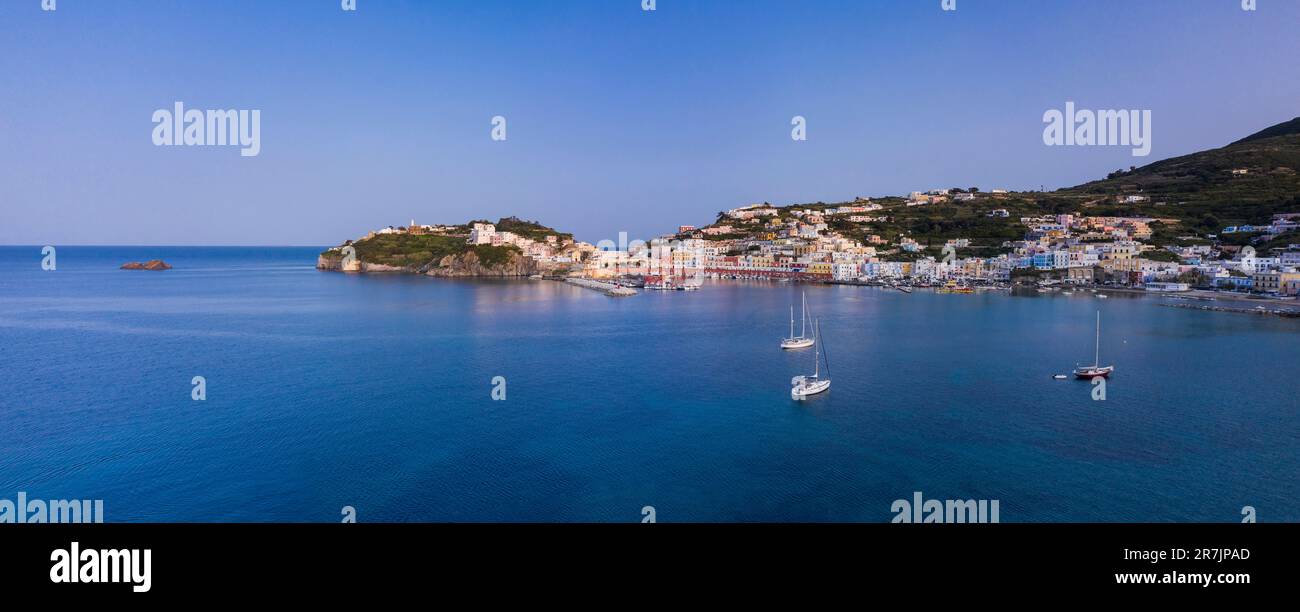 Aerial panorama of the island of Ponza coastline in Italy Stock Photo ...