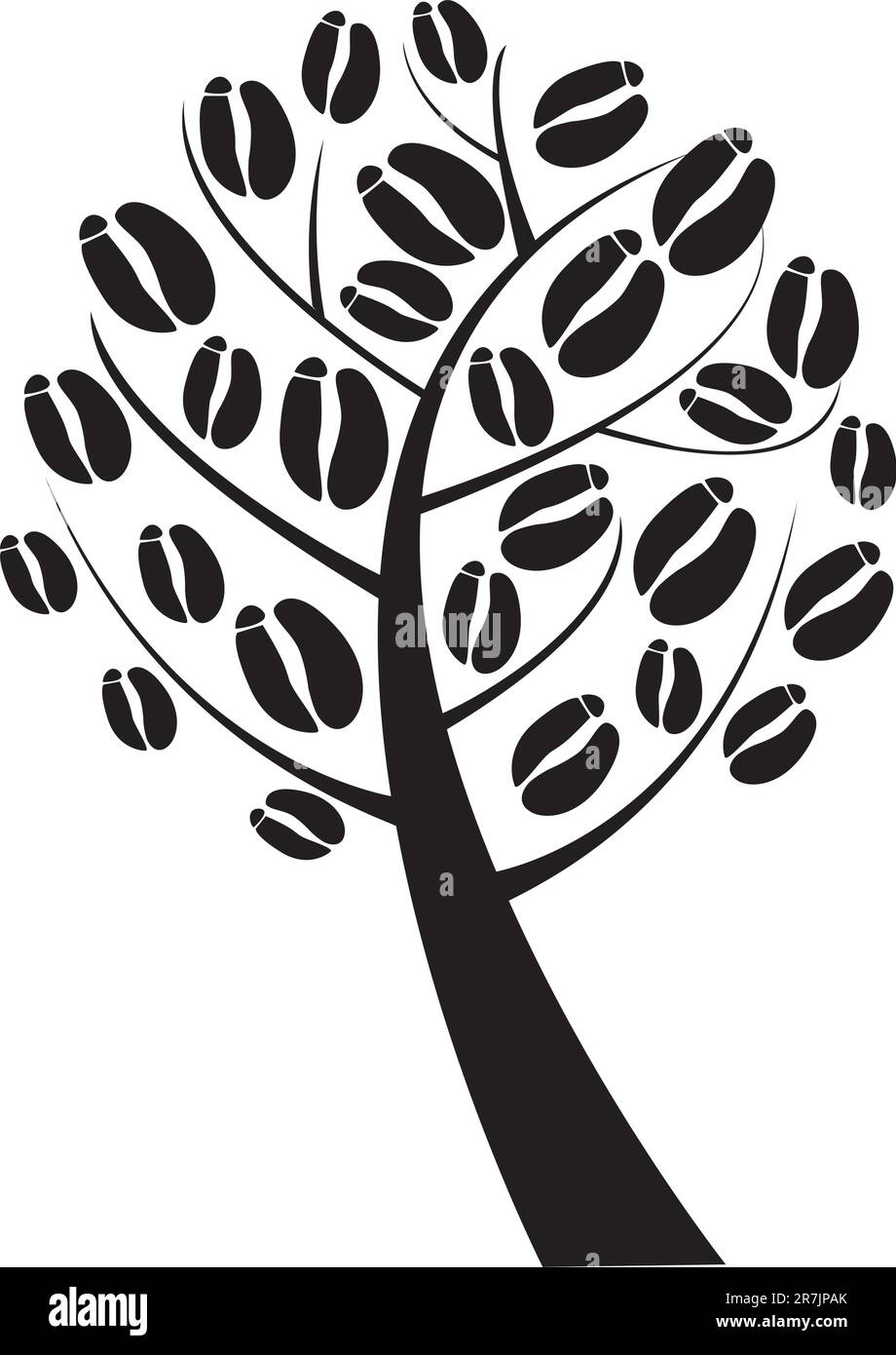 Vector illustration of a coffee tree with coffee beans Stock Vector ...