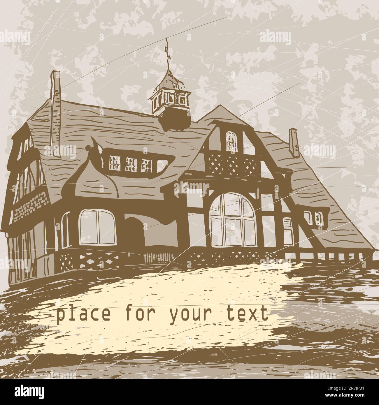 vector retro house on grunge background Stock Vector Image & Art - Alamy