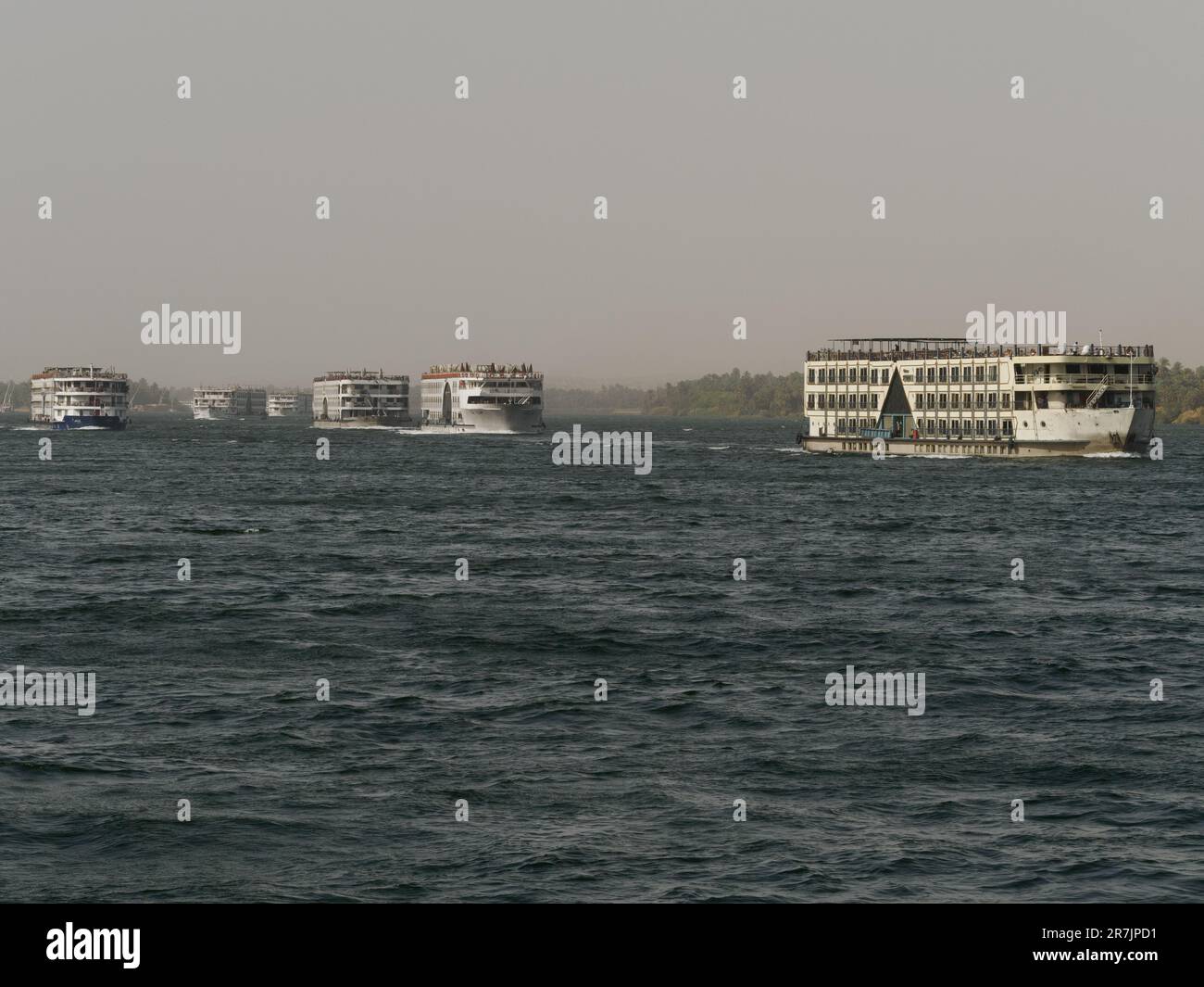 Nautical Vessel on the Horizon: Many Passenger Ship Crossing the Stock ...