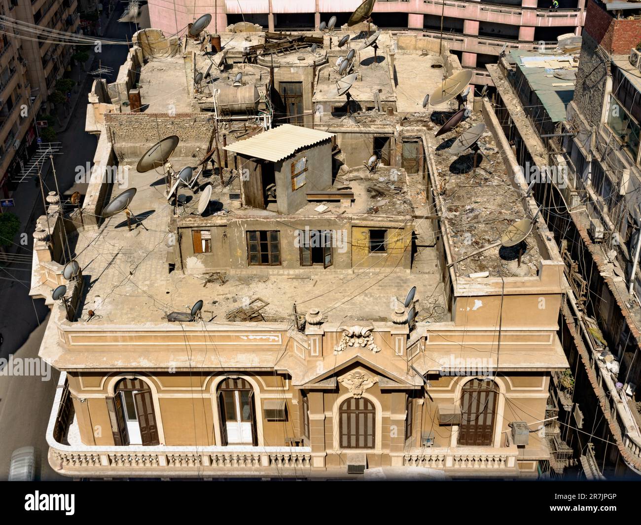 Ancient Egyptian Architecture with Garbage on Roof in Cairo City Stock ...