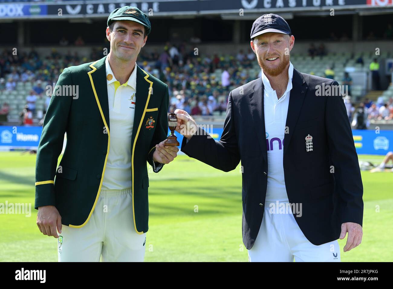Australia's Pat Cummins (left) and England's Ben Stokes pose for a ...