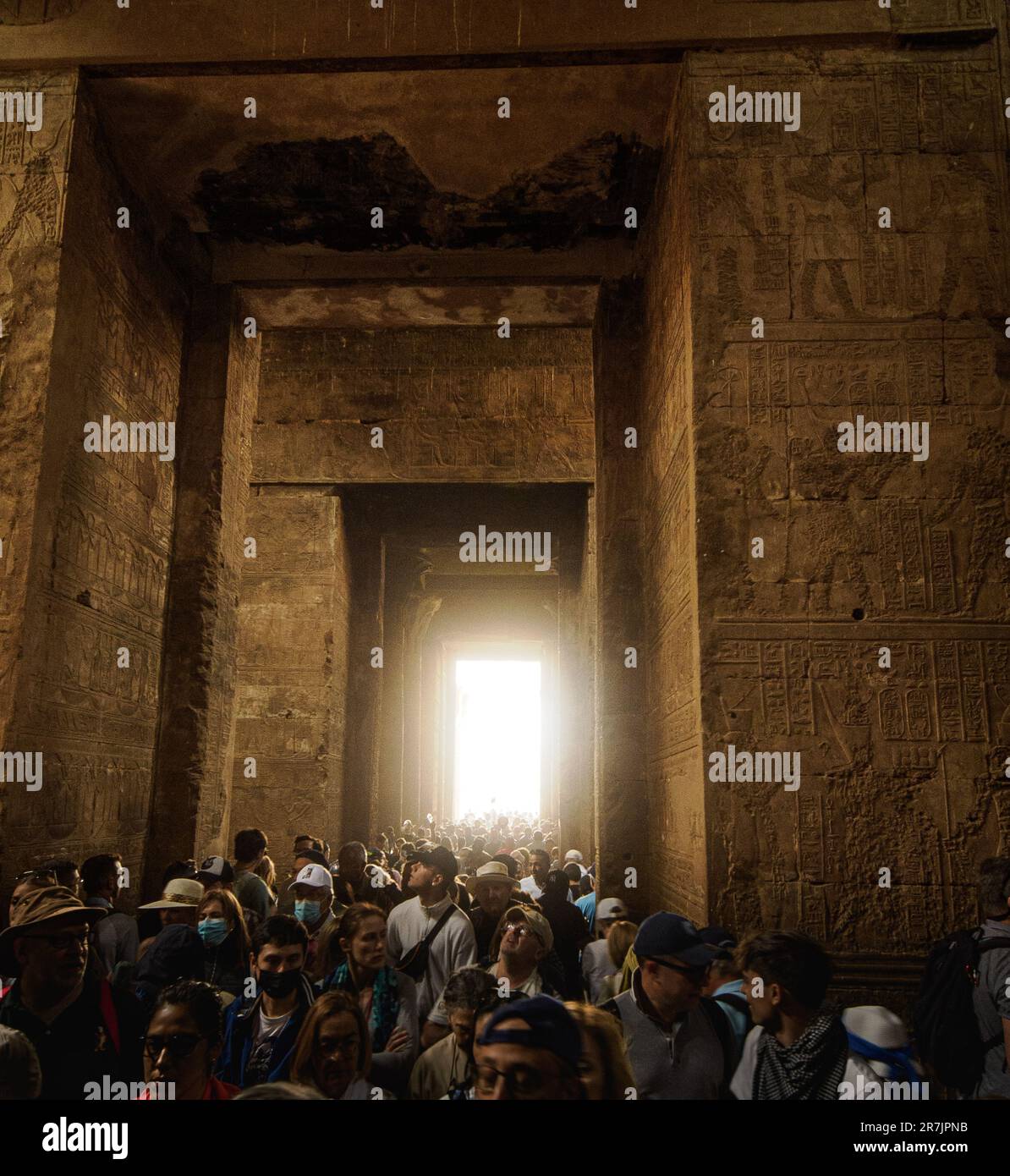 Tourists Admire Massive Temple Columns at Popular Egyptian Histo Stock ...