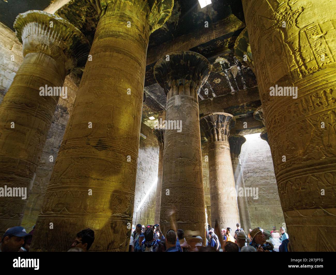Tourists Admire Massive Temple Columns at Popular Egyptian Histo Stock ...