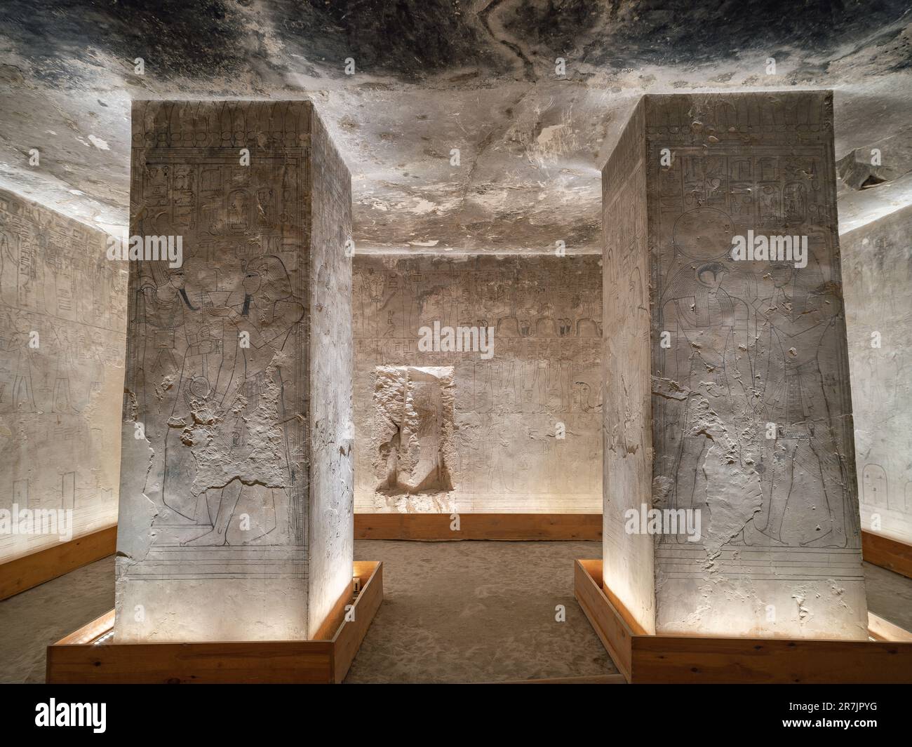 Exploring the Unfinished Reliefs and drawings in a room of Tomb Stock ...