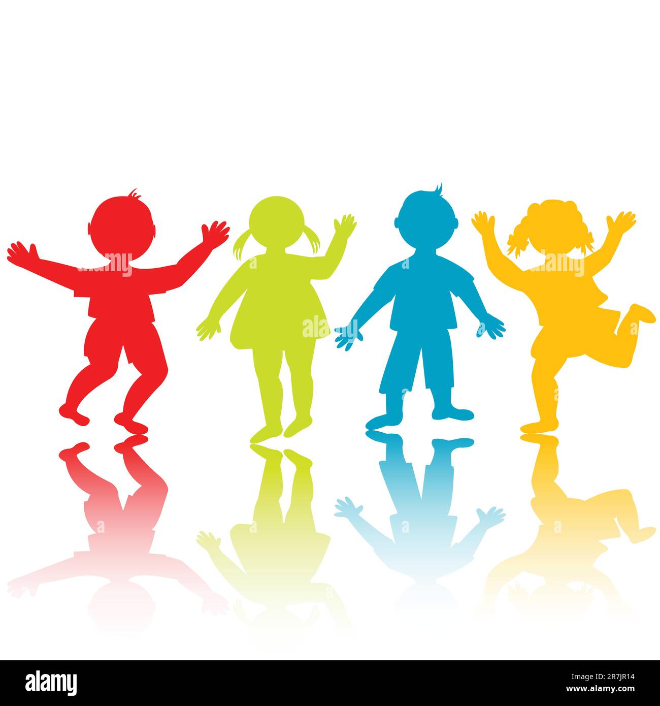 Colored children silhouettes playing Stock Vector Image & Art - Alamy