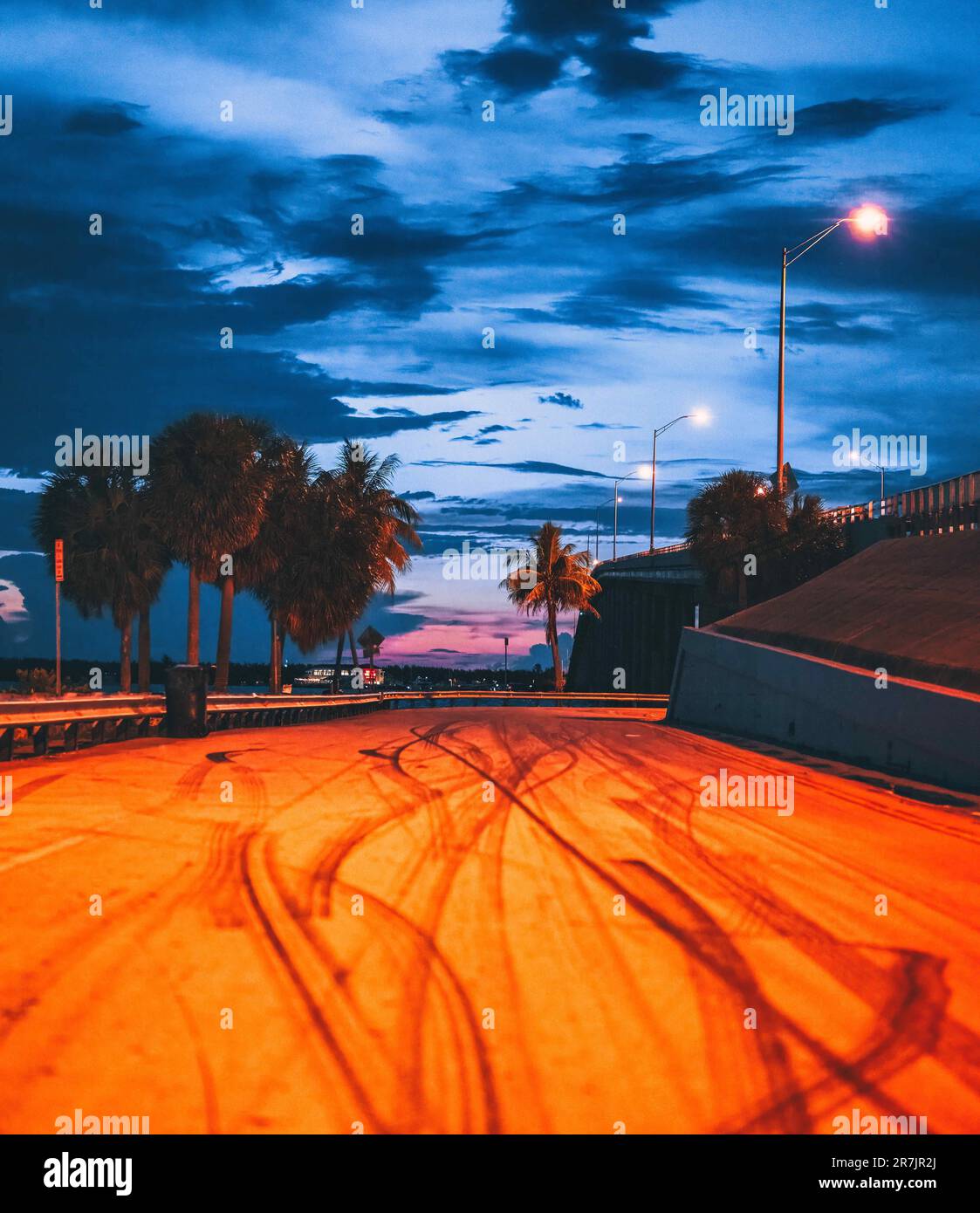 sunrise miami bridge Florida road street Stock Photo - Alamy