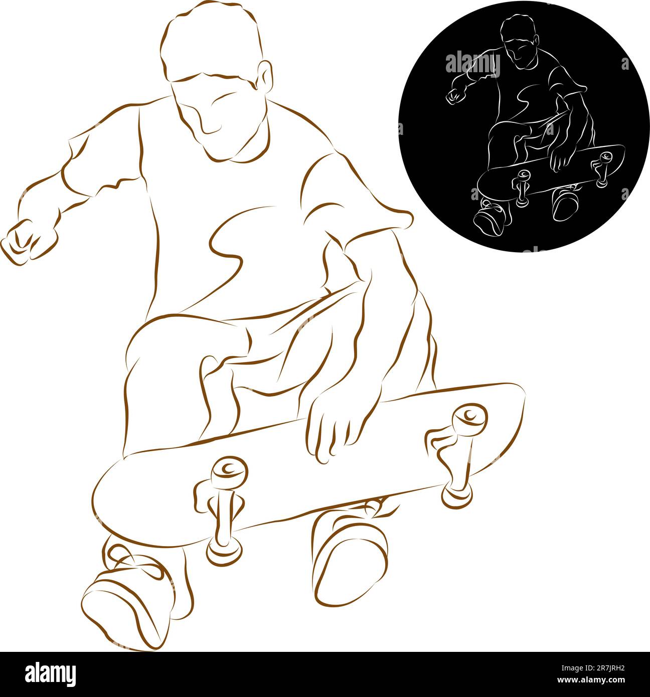 An image of a skateboard stunt rider line drawing Stock Vector Image ...