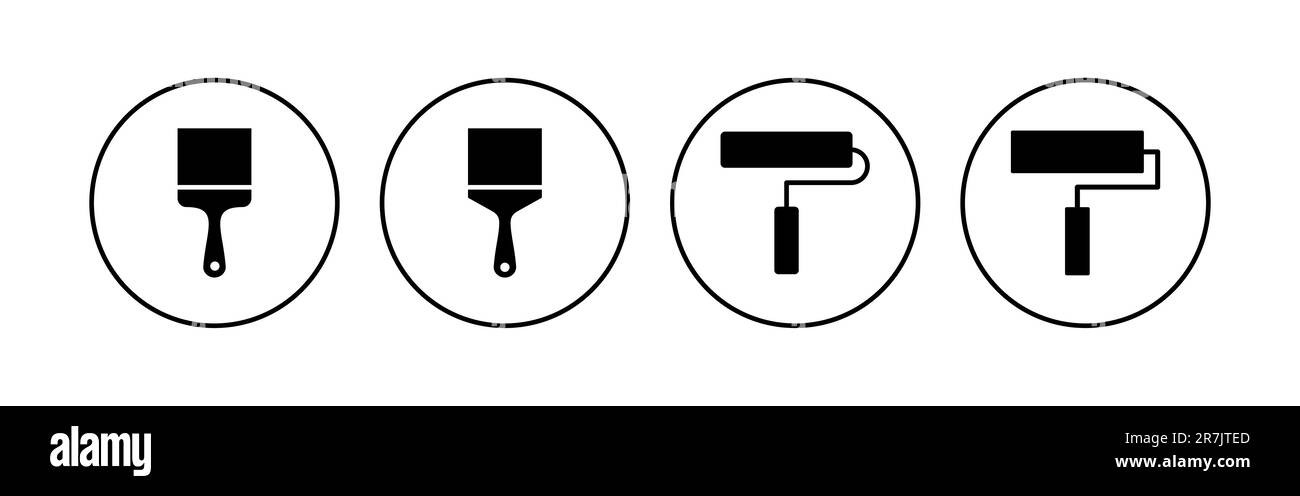 Paint icon set. paint brush icon vector. paint roller icon vector Stock ...