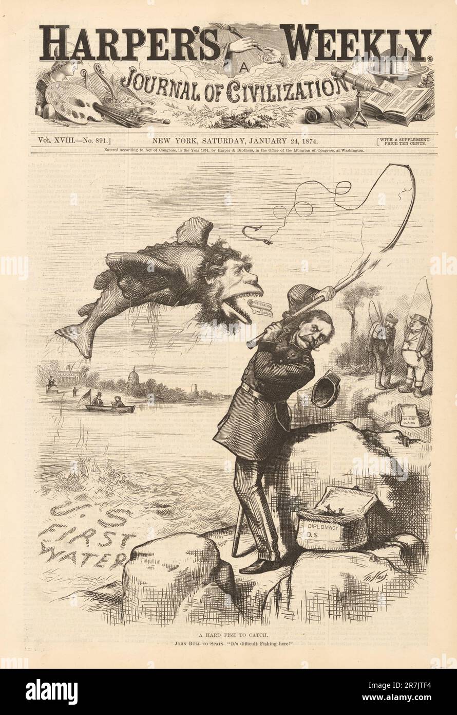 Hard Fish to Catch January 24, 1874 Stock Photo - Alamy