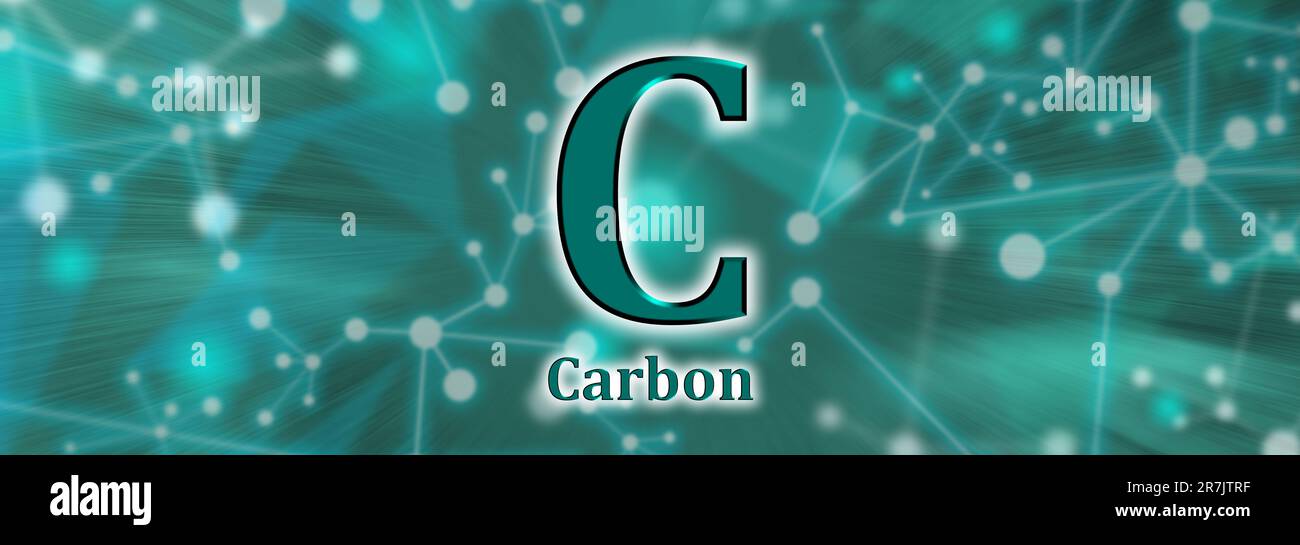 C symbol. Carbon chemical element on green network background Stock ...