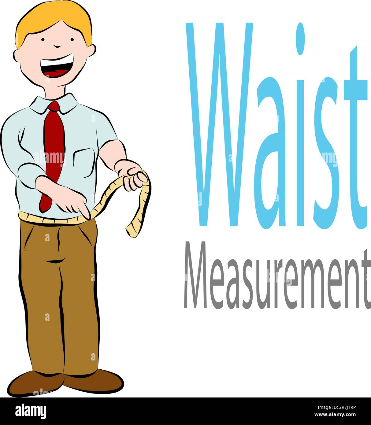 An image of a man measuring his waist with a tape measure Stock Vector ...