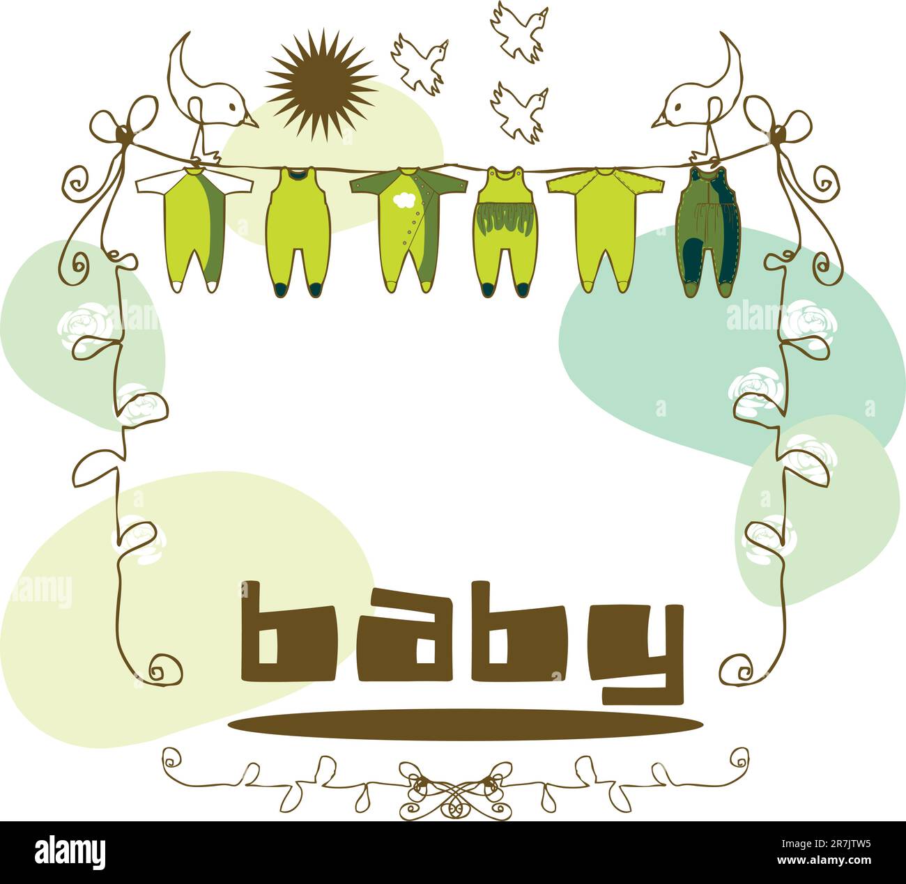Baby arrival announcement frame Stock Vector Image & Art - Alamy
