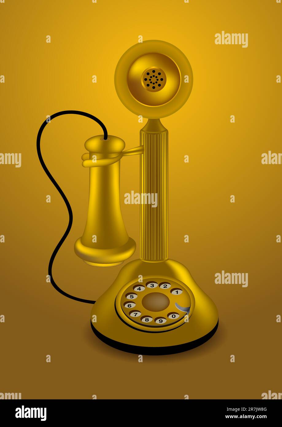 Golden retro telephone Vector Illustration Stock Vector Image & Art - Alamy