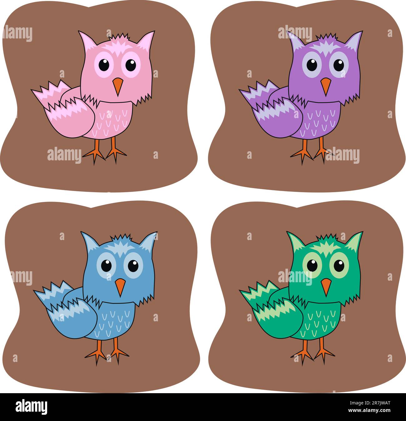 Four owls Stock Vector Images - Alamy