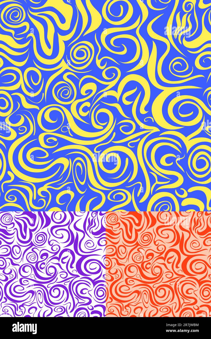 Abstract Swirl Seamless Pattern Set. Vector Illustration Stock Vector ...