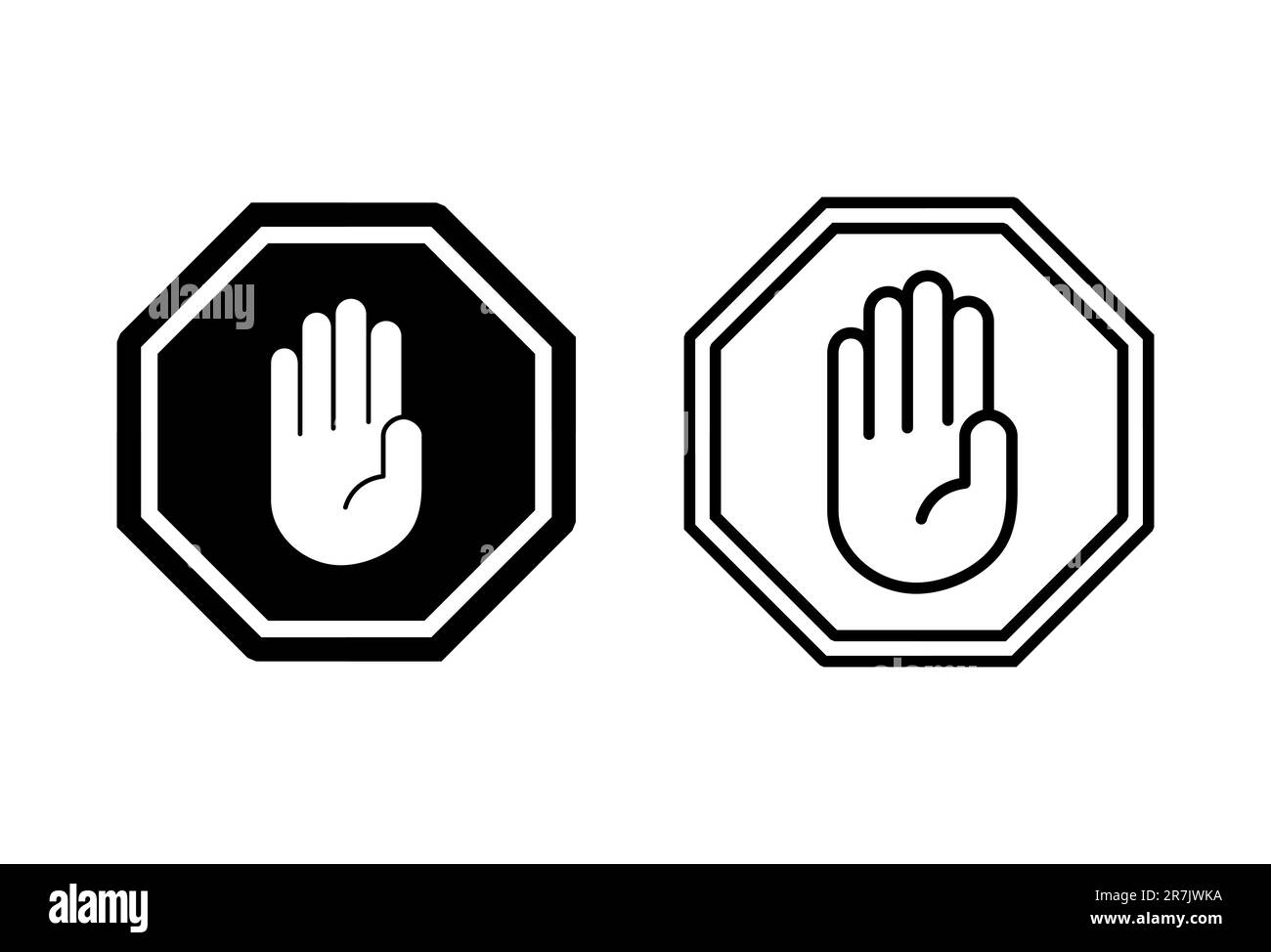Stop icon set. stop road sign. hand stop icon vector Stock Vector Image ...