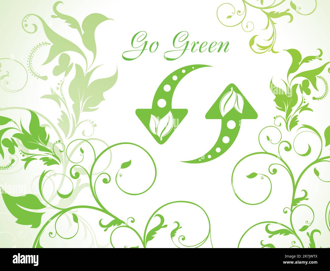 abstract green floral background with refresh icon vector illustration ...