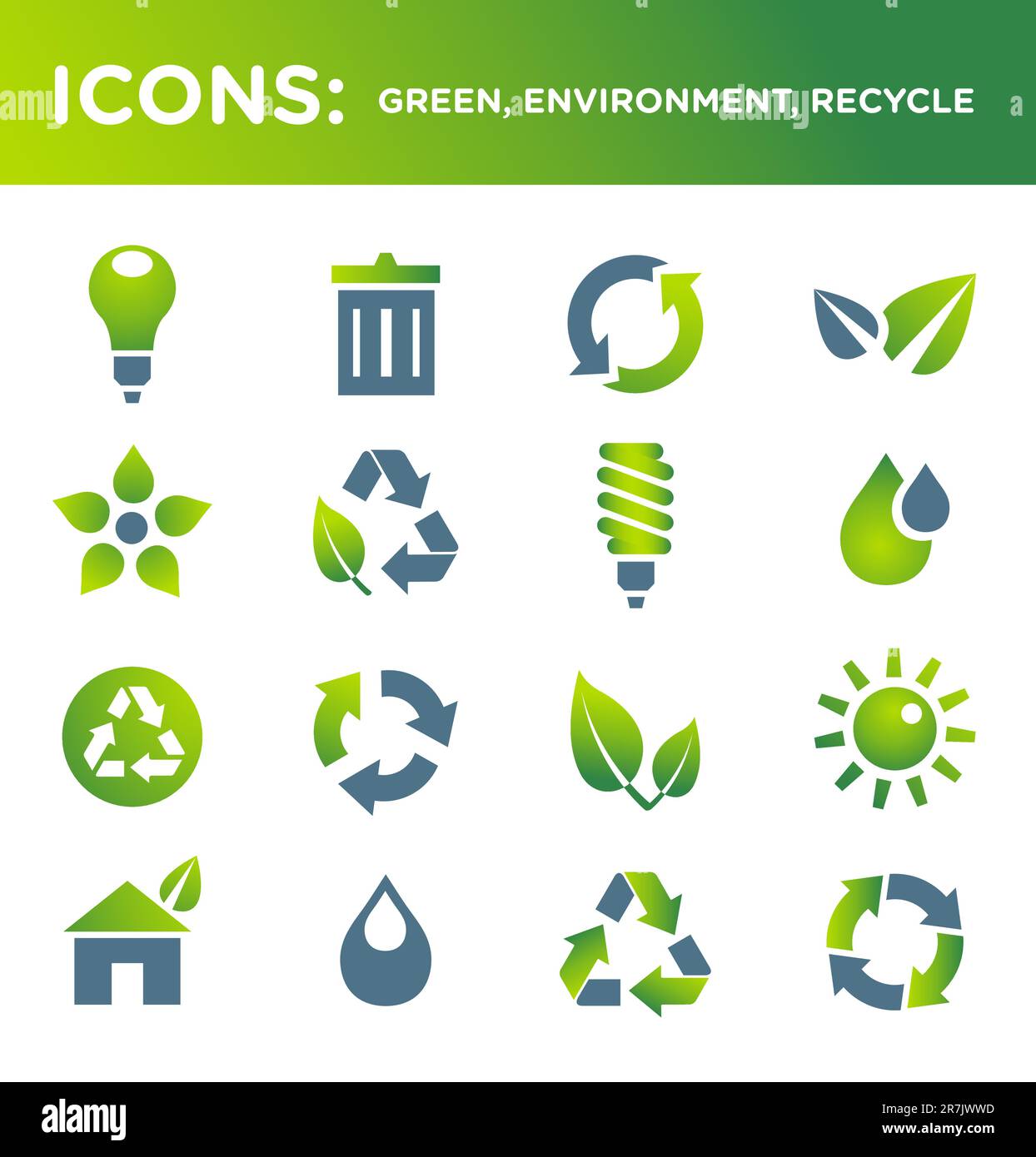 Vector green icon set on the themes: Recycle, Environment, Ecology ...