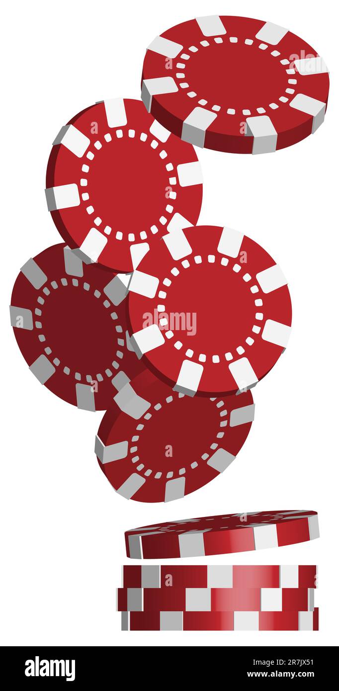 Illustration of Falling Red Poker Chips Isolated on White Stock Vector ...