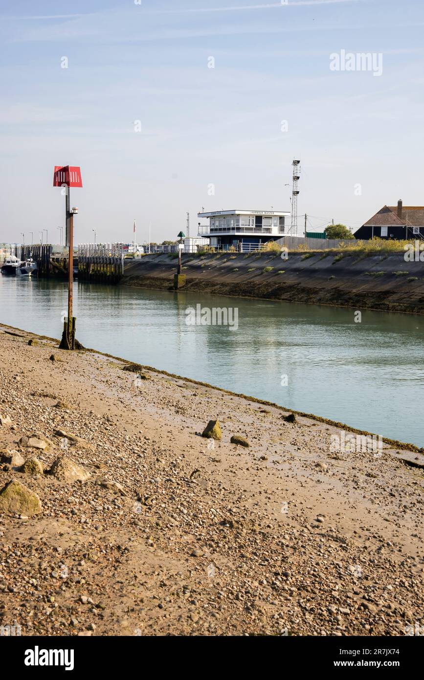 harbour masters office at the entrance to rye harbour on the East ...