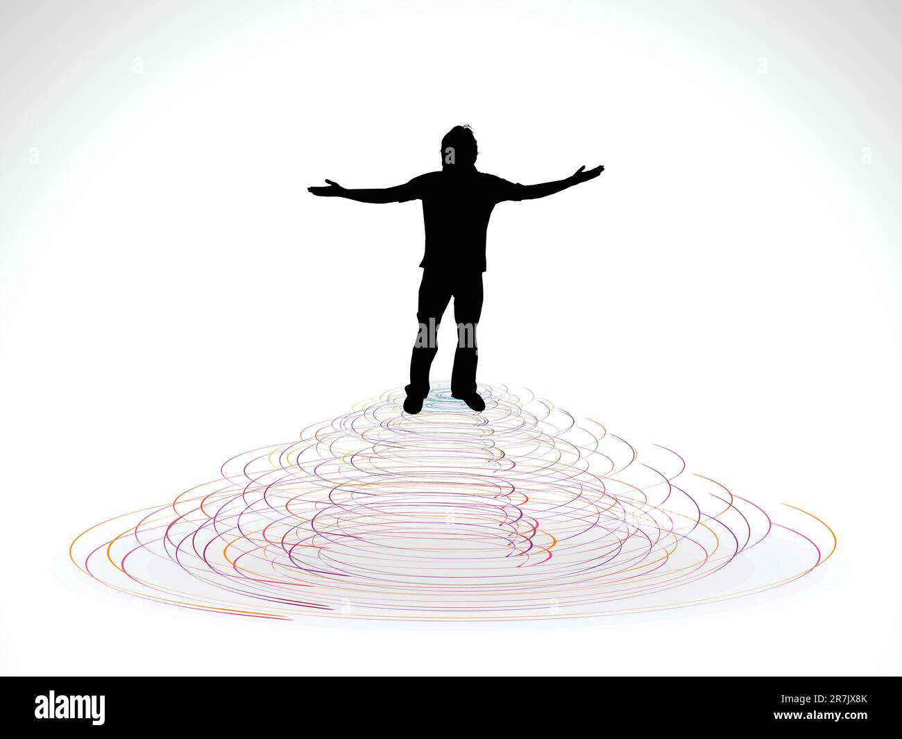 abstract line wave with silhouette vector illustration Stock Vector ...