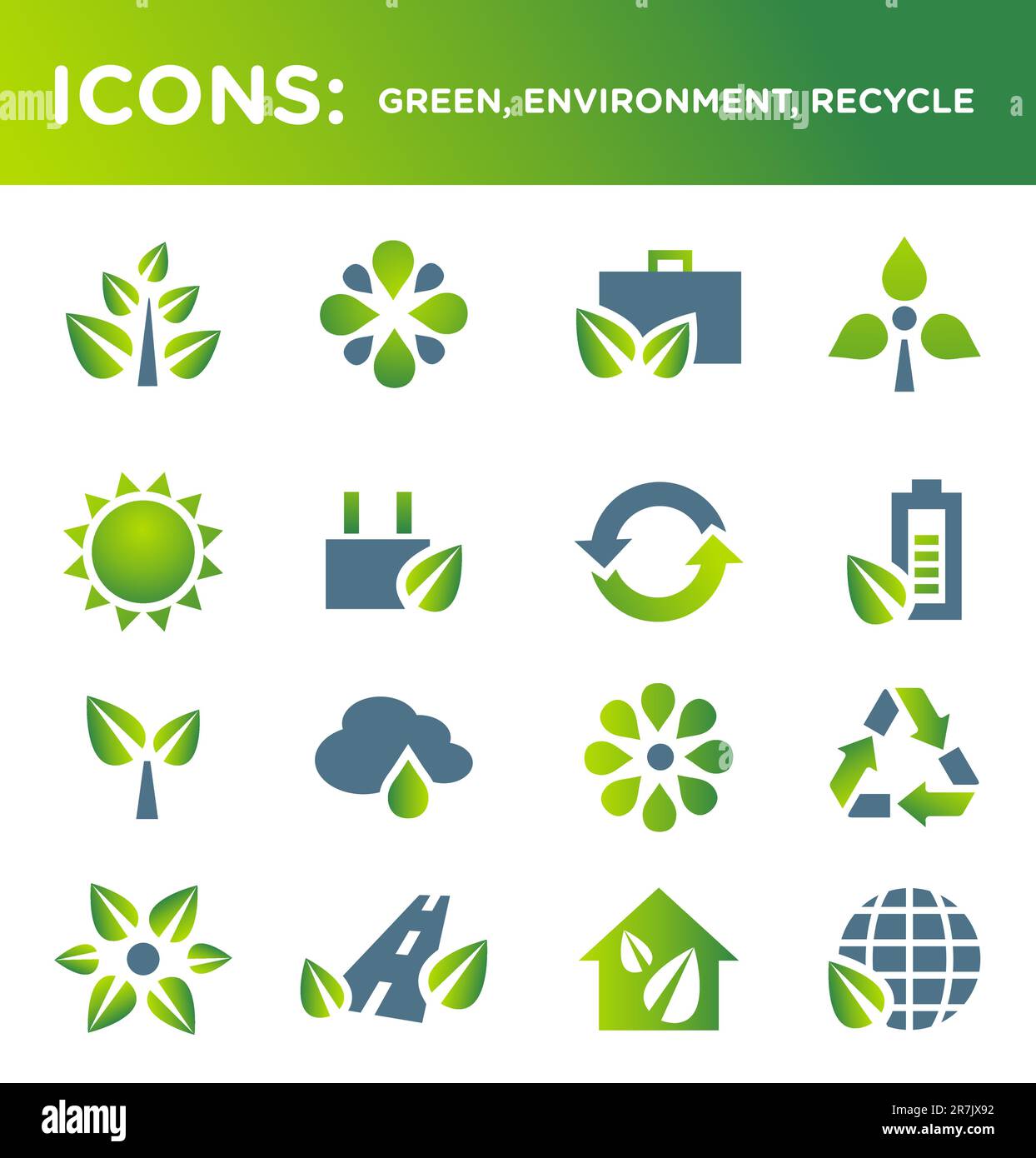 Vector green icon set on the themes: Recycle, Environment, Ecology ...