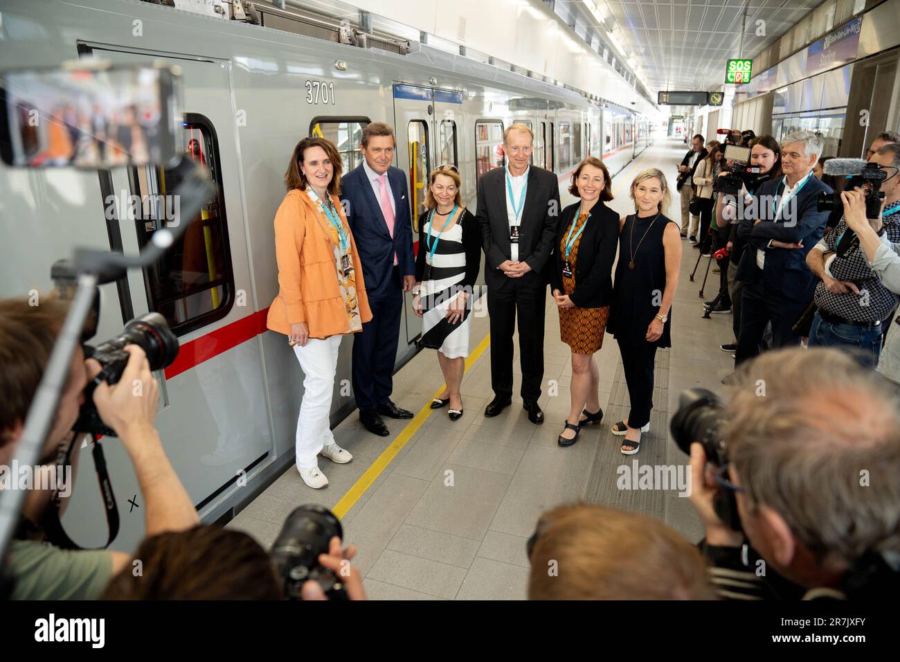 Vienna, Austria. 16 June 2023. New subway train „X-Wagen“ being introduced by Wiener Linien for ...