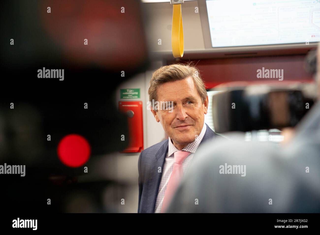 Vienna, Austria. 16 June 2023. New subway train „X-Wagen“ being introduced by Wiener Linien for ...