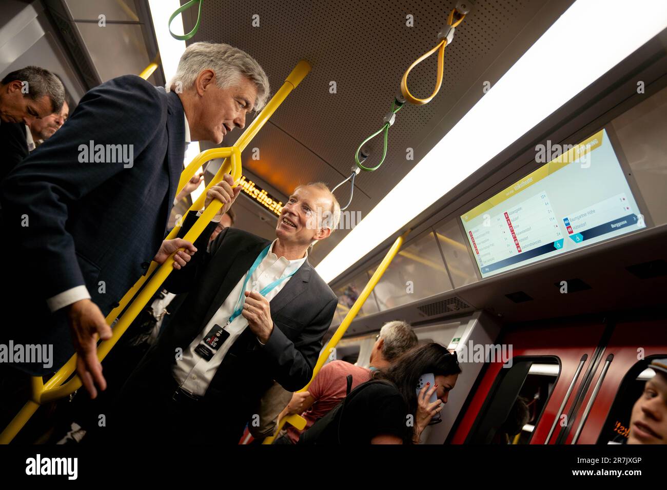 Vienna, Austria. 16 June 2023. New subway train „X-Wagen“ being introduced by Wiener Linien for ...