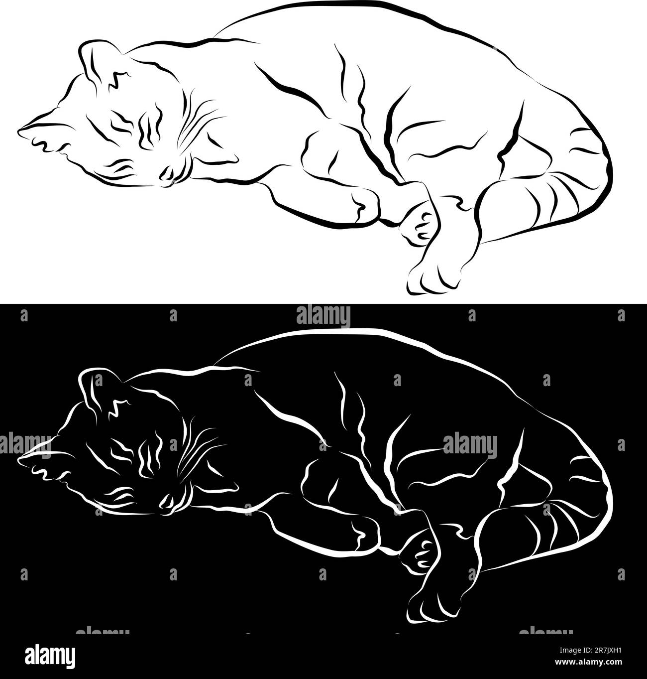 Vector illustration sleeping animal Black and White Stock Photos ...