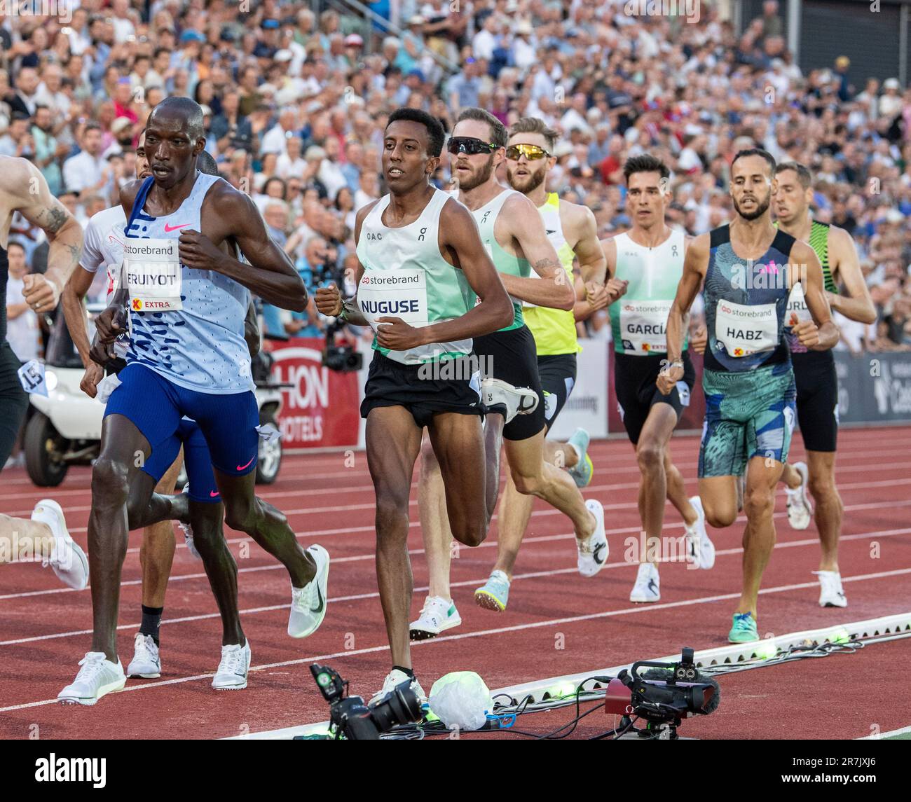 Timothy Cheruiyot of Kenya and Yared Nuguse of the USA competing at the ...