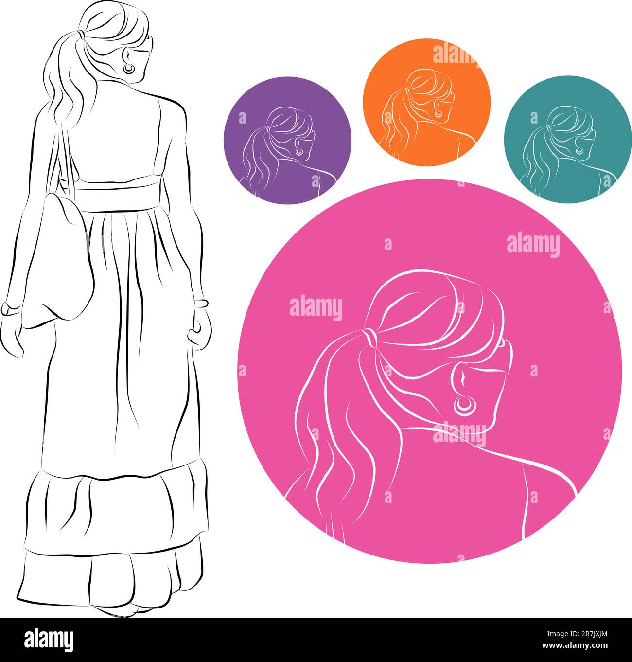 Line drawing person in circle Stock Vector Images - Alamy