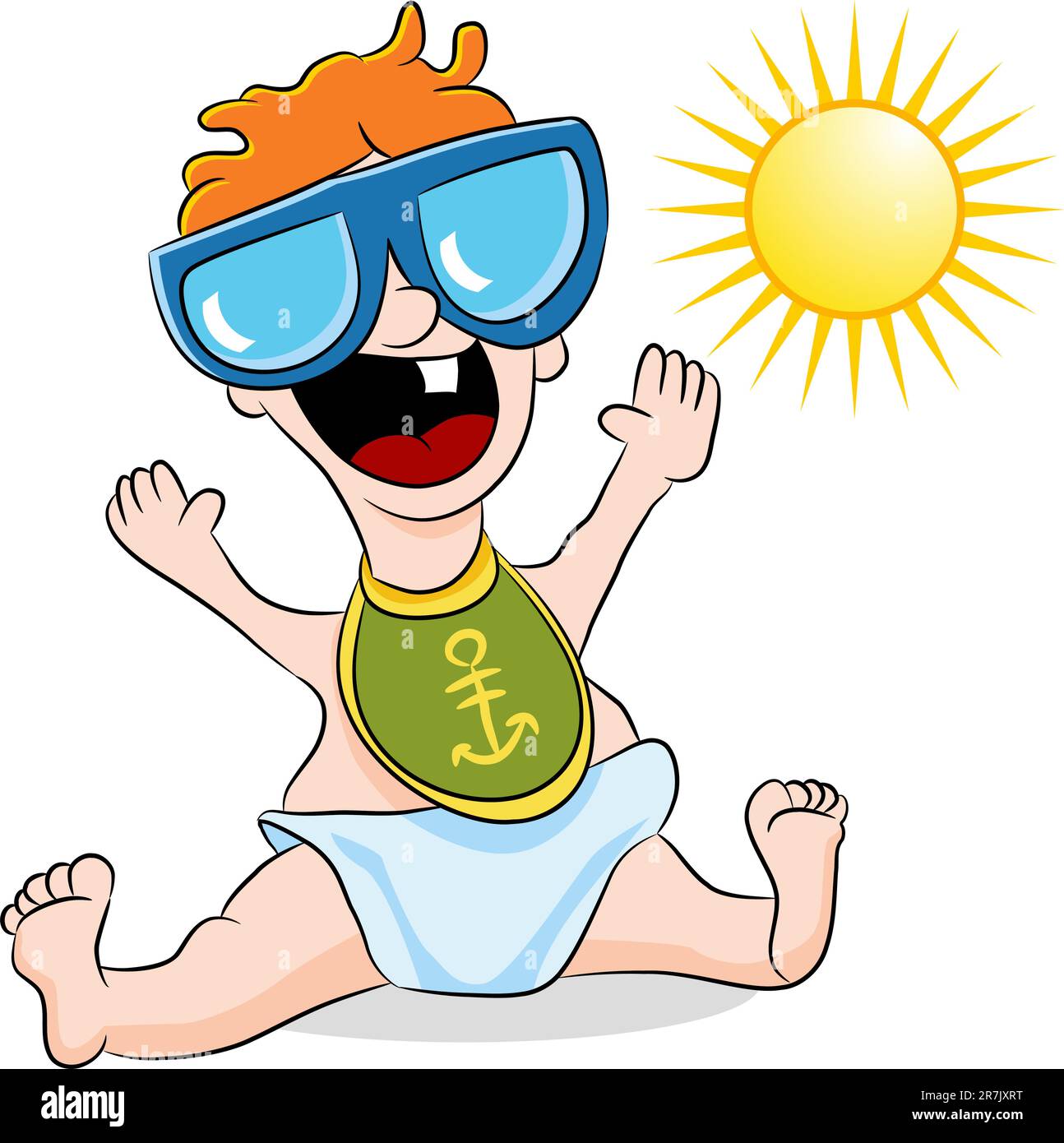 An image of a baby out in the sun wearing sunglasses Stock Vector Image ...