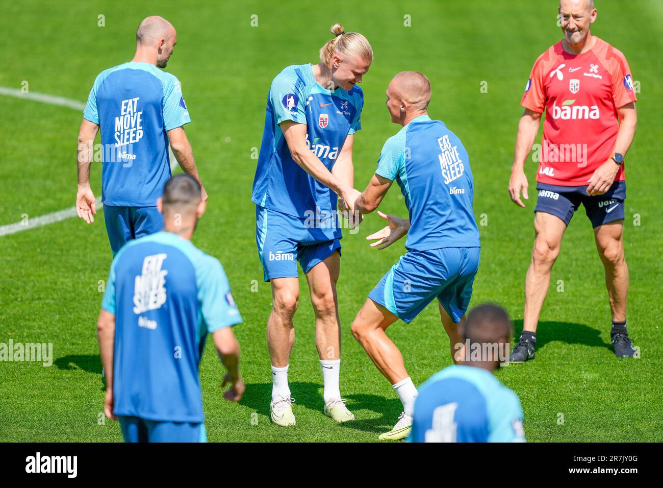 Oslo 20230616.Erling Brau Haaland and Leo Ostigård in a good mood ...