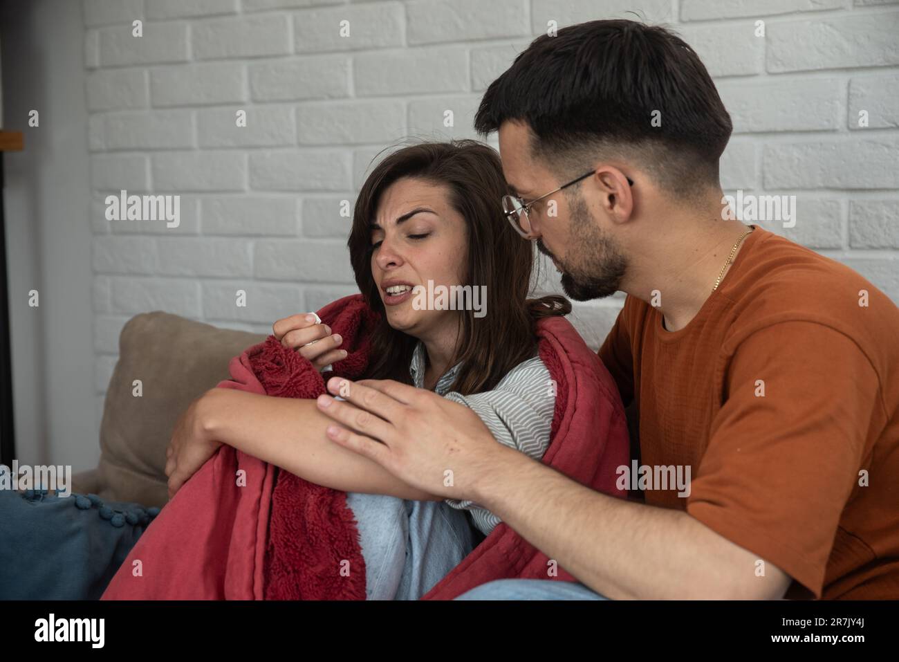 Young couple having conflict and relationship difficulties. Woman and ...